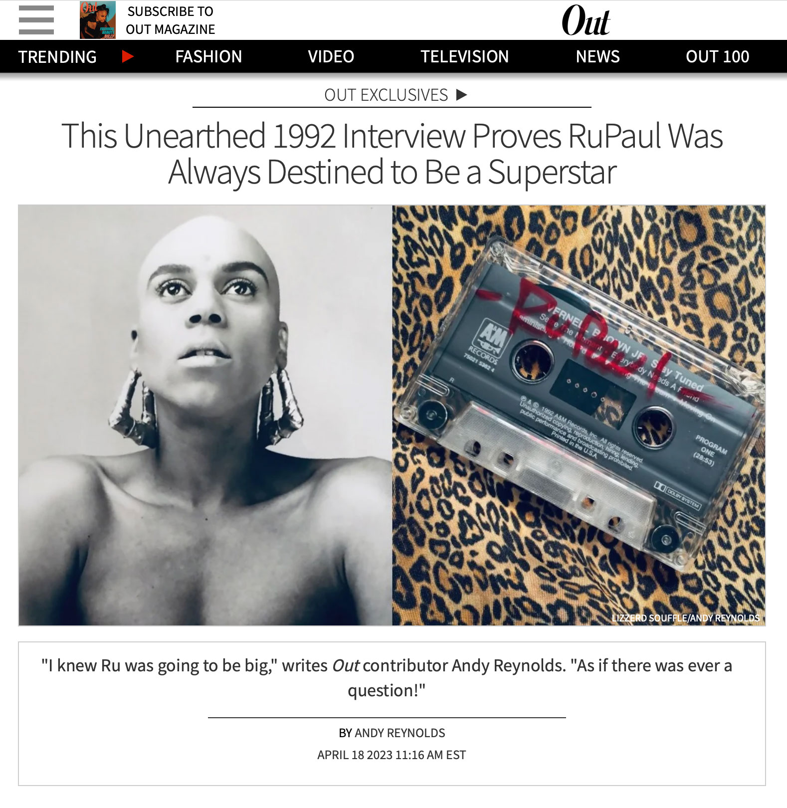 A 1992 Interview with RuPaul – Popular Publicity